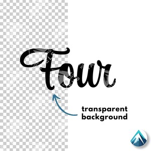 Four Birthday Number, PNG and SVG File, Digital Download, Fancy Cursive ...