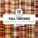 12 Fall Tartans Digital Paper Bundle, Seamless Pattern, 12x12, Orange ...