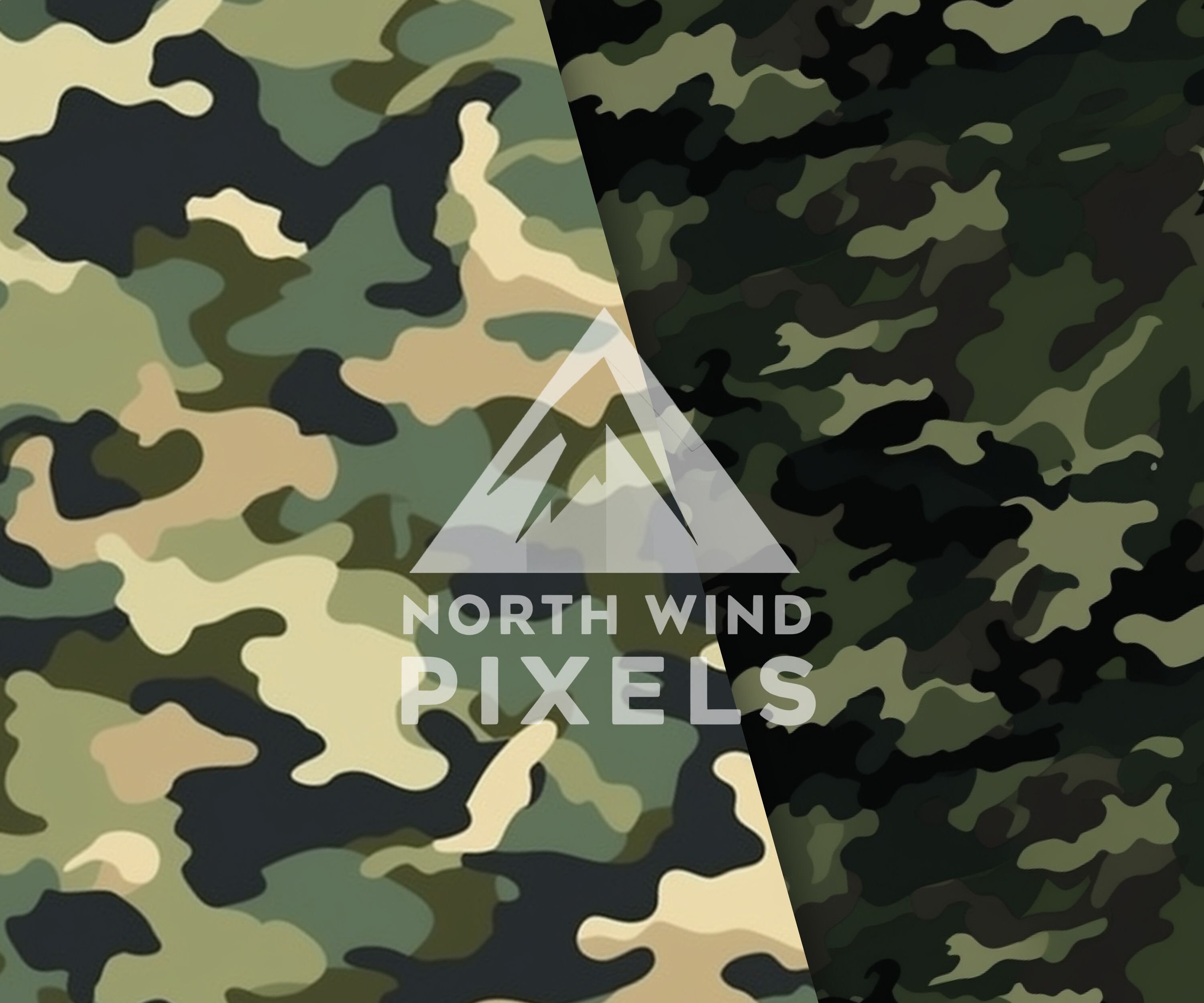 12 Green Camouflage Digital Papers, Seamless Patterns, 12x12, JPG Files ...