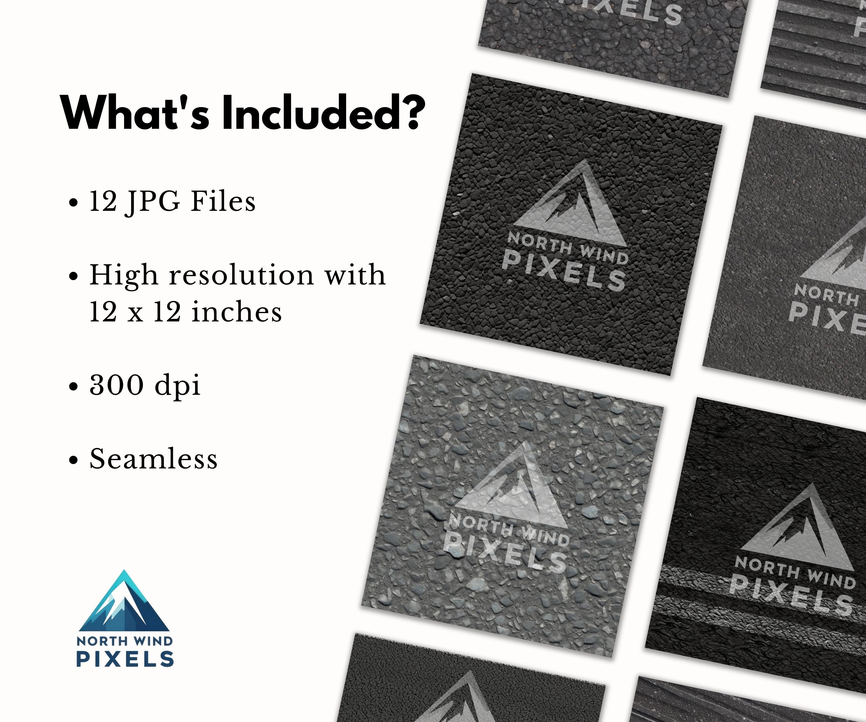 12 Asphalt Road Texture Digital Papers, Seamless Pattern, 12x12 ...