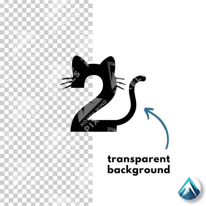 2 Cat Birthday Number, PNG and SVG File, Digital Download, Transparent ...