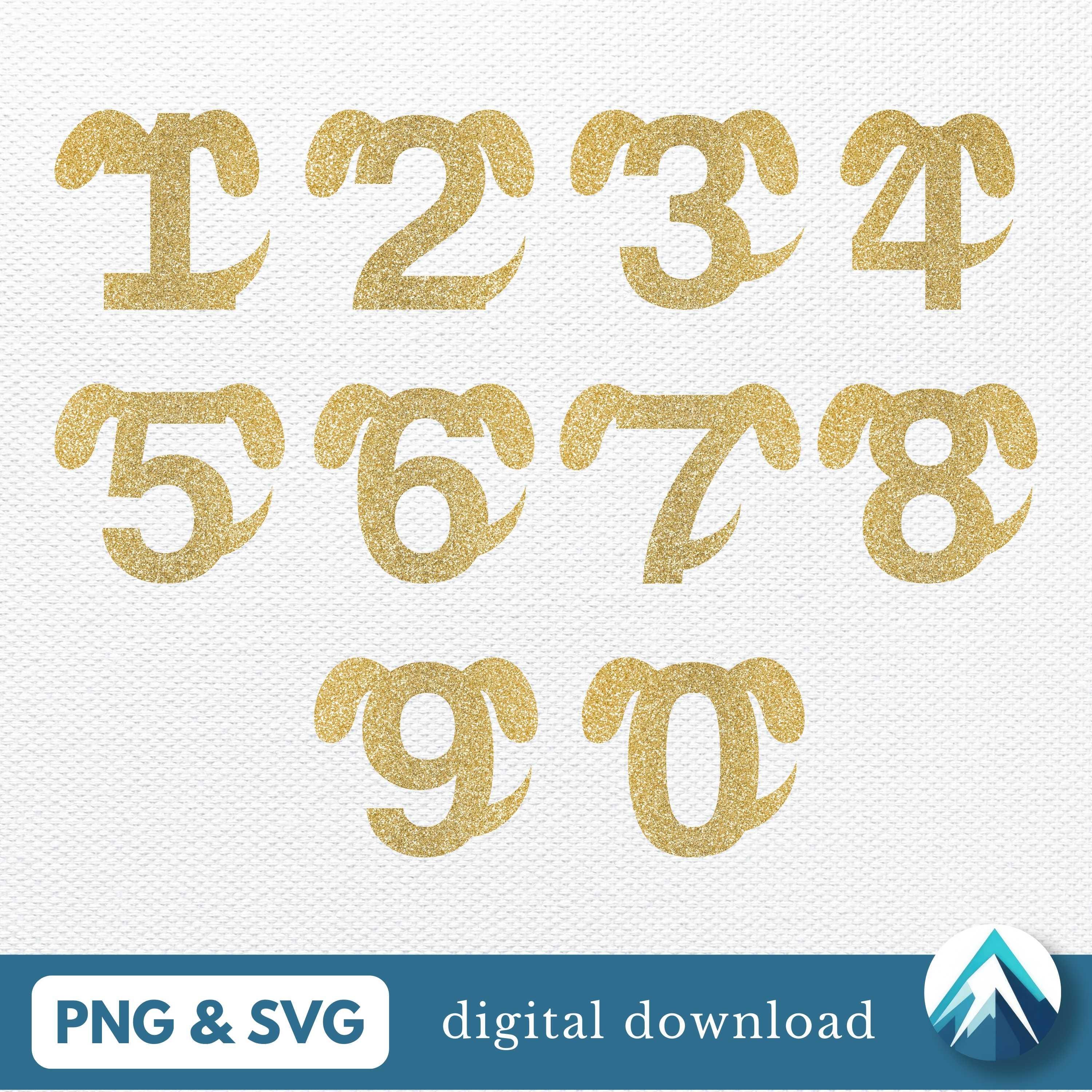 Puppy Dog Birthday Number Bundle, PNG and SVG File, Digital Download ...