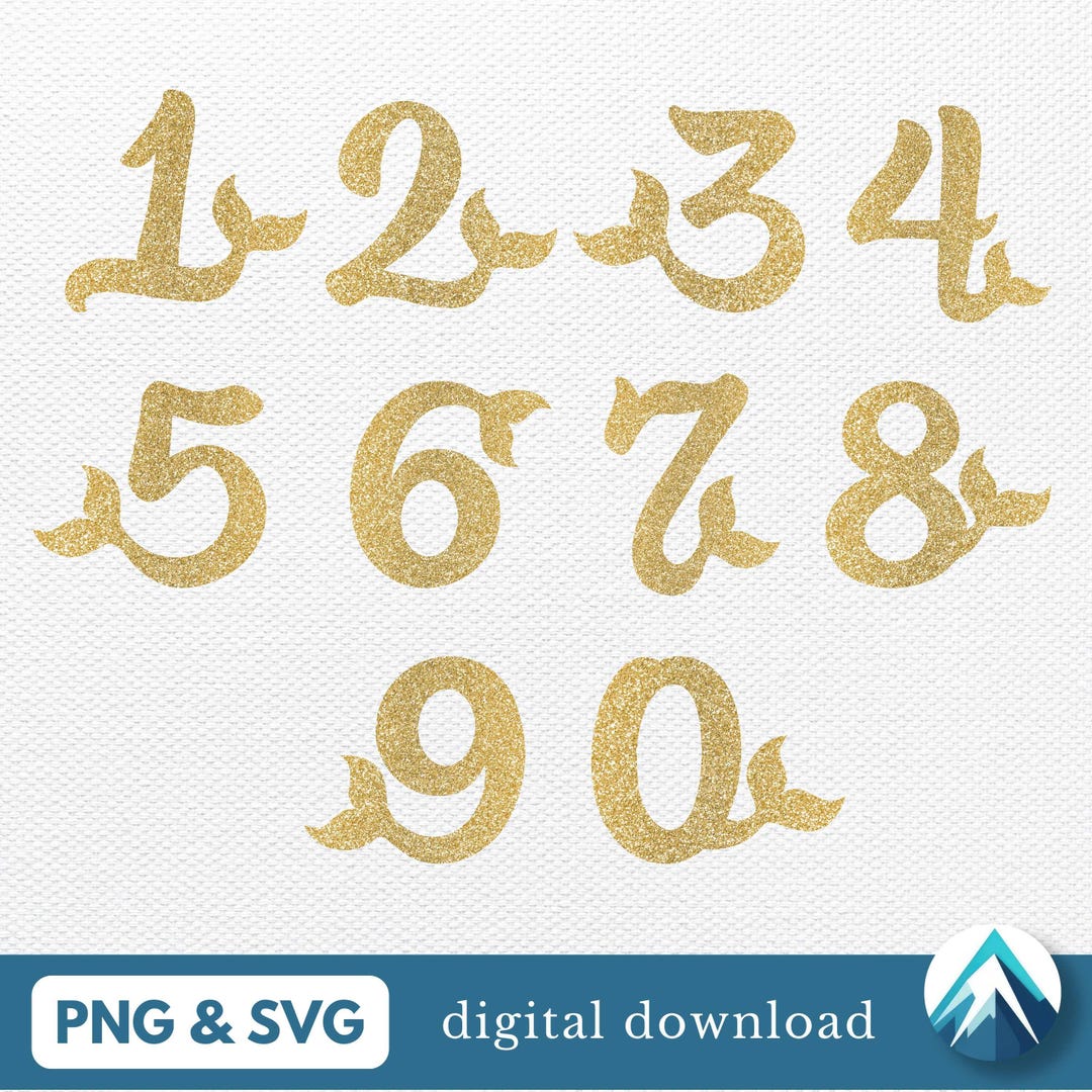 Mermaid Tail Birthday Number Bundle, PNG and SVG File, Digital Download ...