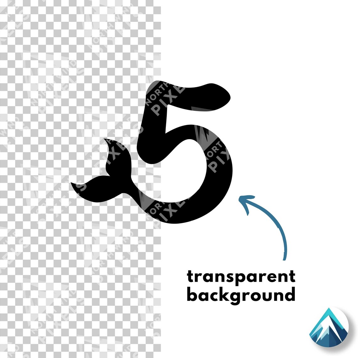 5 Mermaid Tail Birthday Number, PNG and SVG File, Digital Download ...