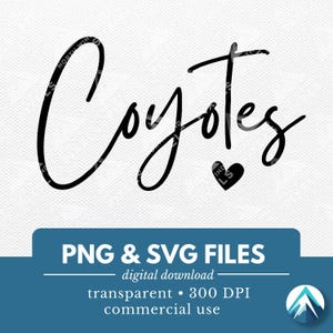Coyotes Digital Download, PNG and SVG Files, Small Heart, Clipart With ...