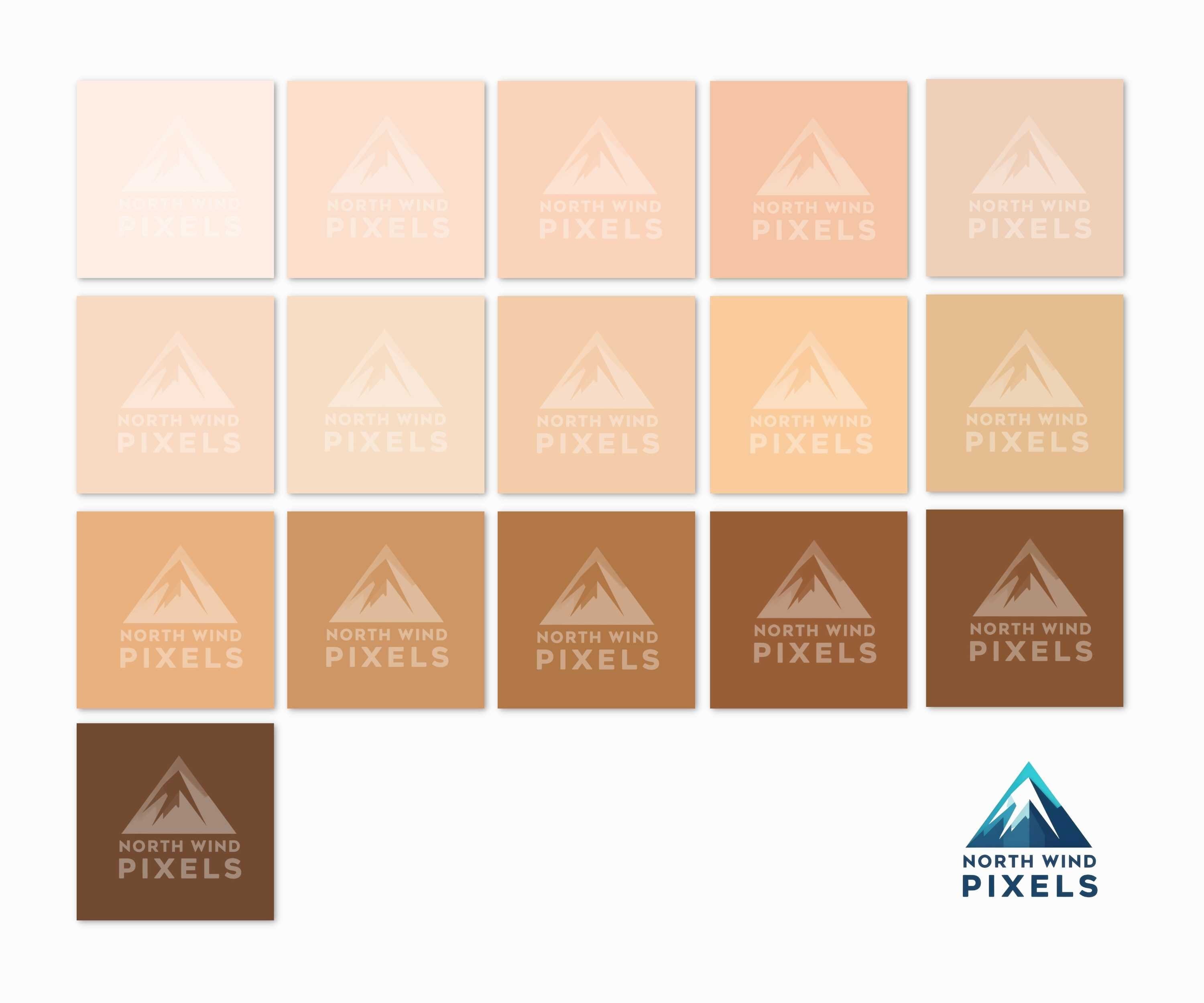 16 Skin Tone Palette Digital Paper Bundle, Solid Colors, 12x12, JPG ...