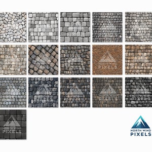 16 Cobblestone Texture Digital Papers, Seamless Patterns, 12x12, JPG ...