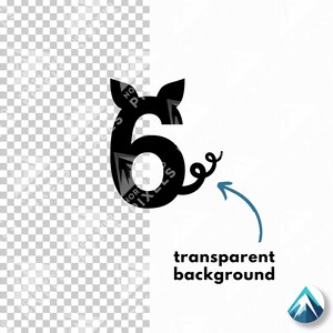 6 Pig Birthday Number, PNG and SVG Files, Digital Download, Cute Little ...