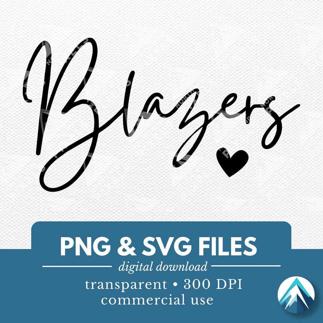 Blazers Digital Download, PNG and SVG Files, Small Heart, Transparent ...