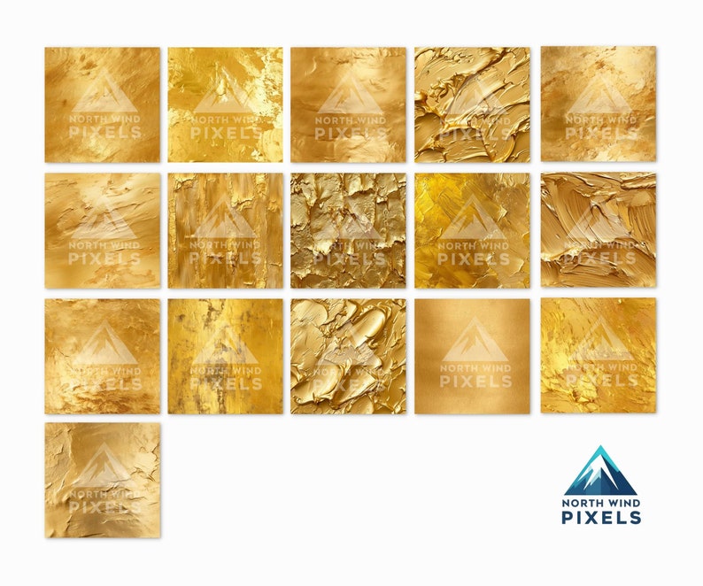 16 Gold Paint Textures Digital Papers, Seamless Patterns, 12x12, JPG ...