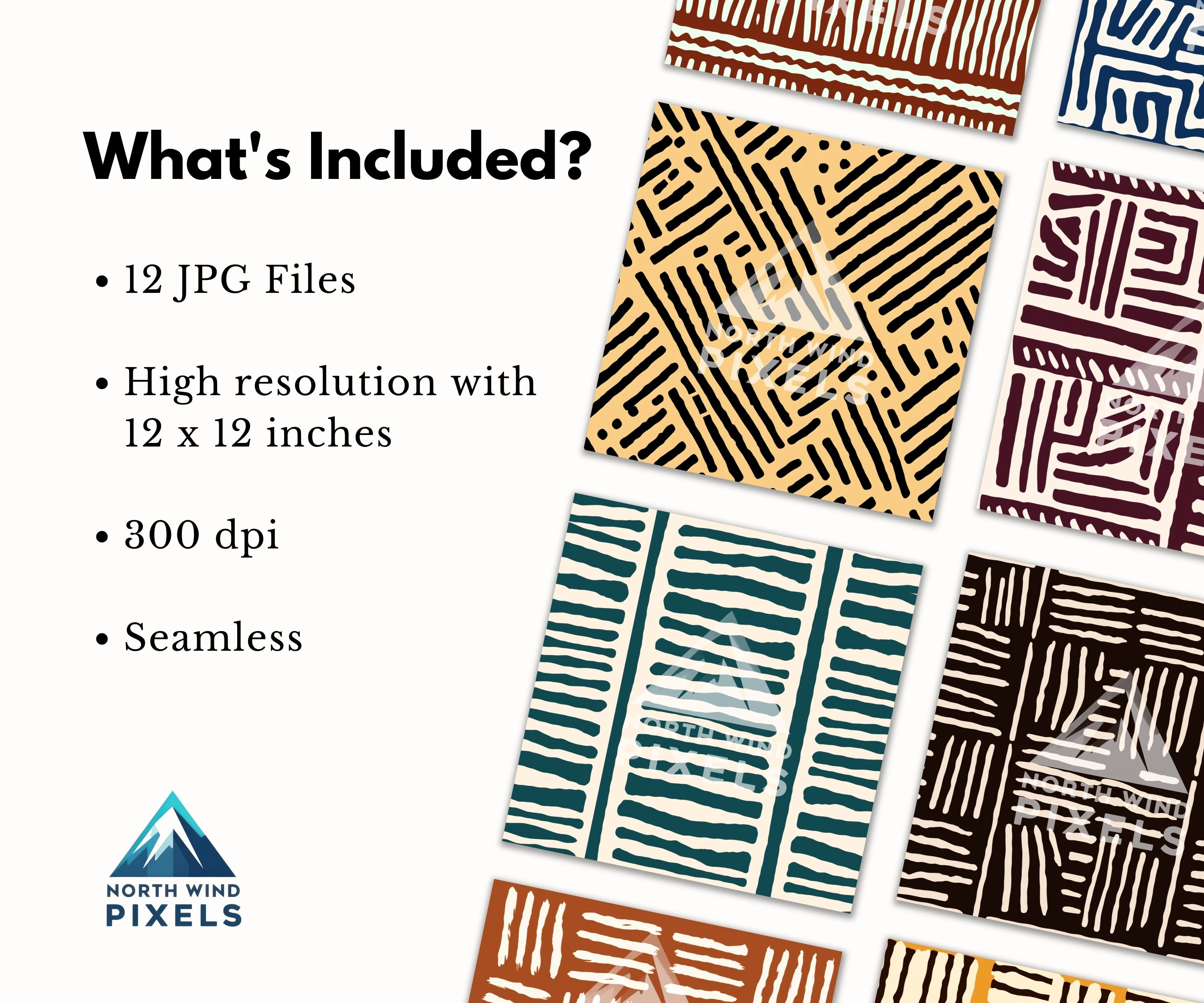 12 Tribal and Ethnic Pattern Digital Papers, Seamless, 12x12, JPG Files ...