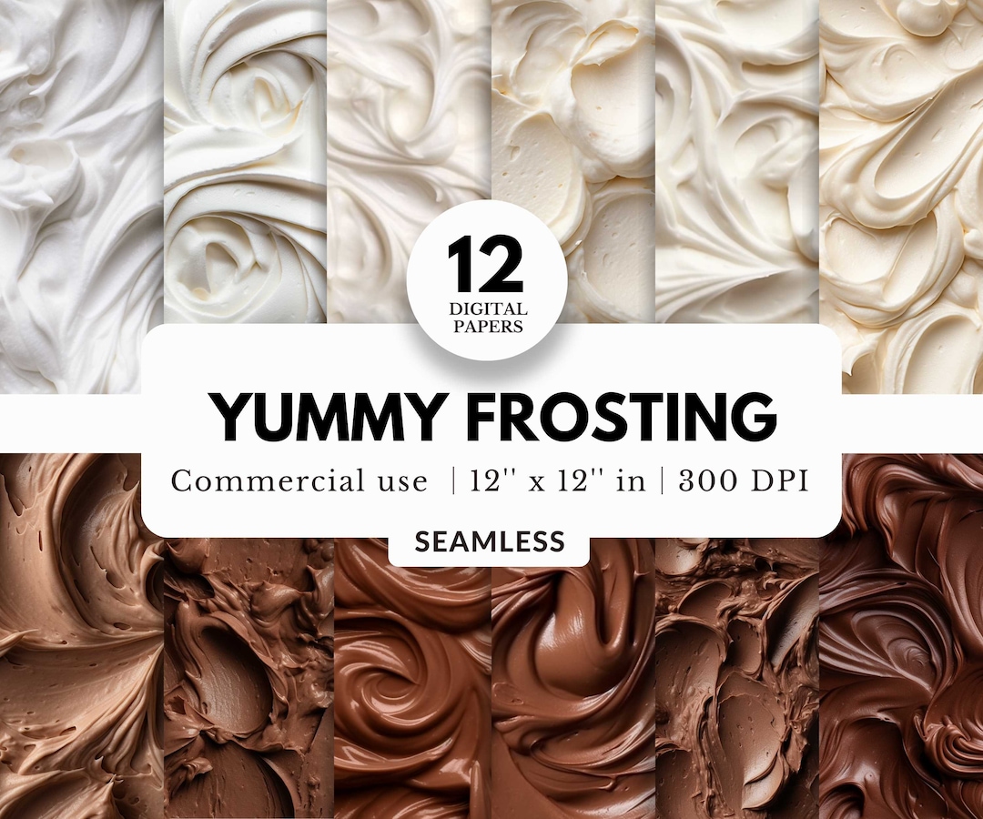 12 Yummy Frosting Digital Papers, Seamless Textures, 12x12, JPG ...