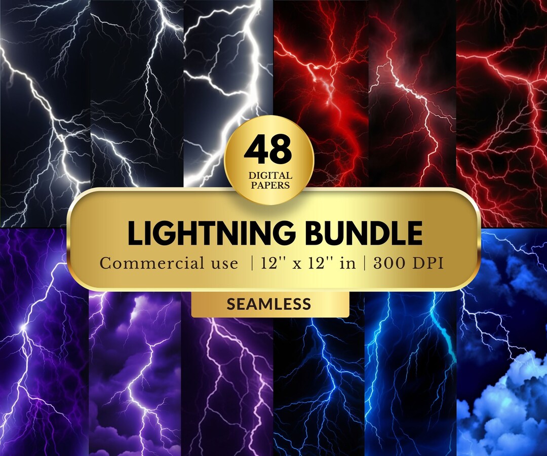 48 Lightning Bundle Digital Papers, Seamless Patterns, 12x12, Mega Pack ...