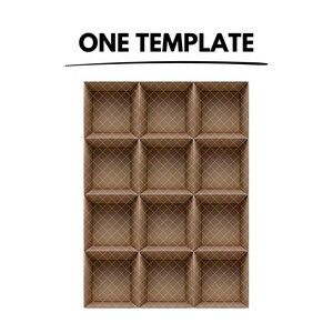 12 Empty Cardboard Box Digital Template, PNG, Grid, Transparent ...