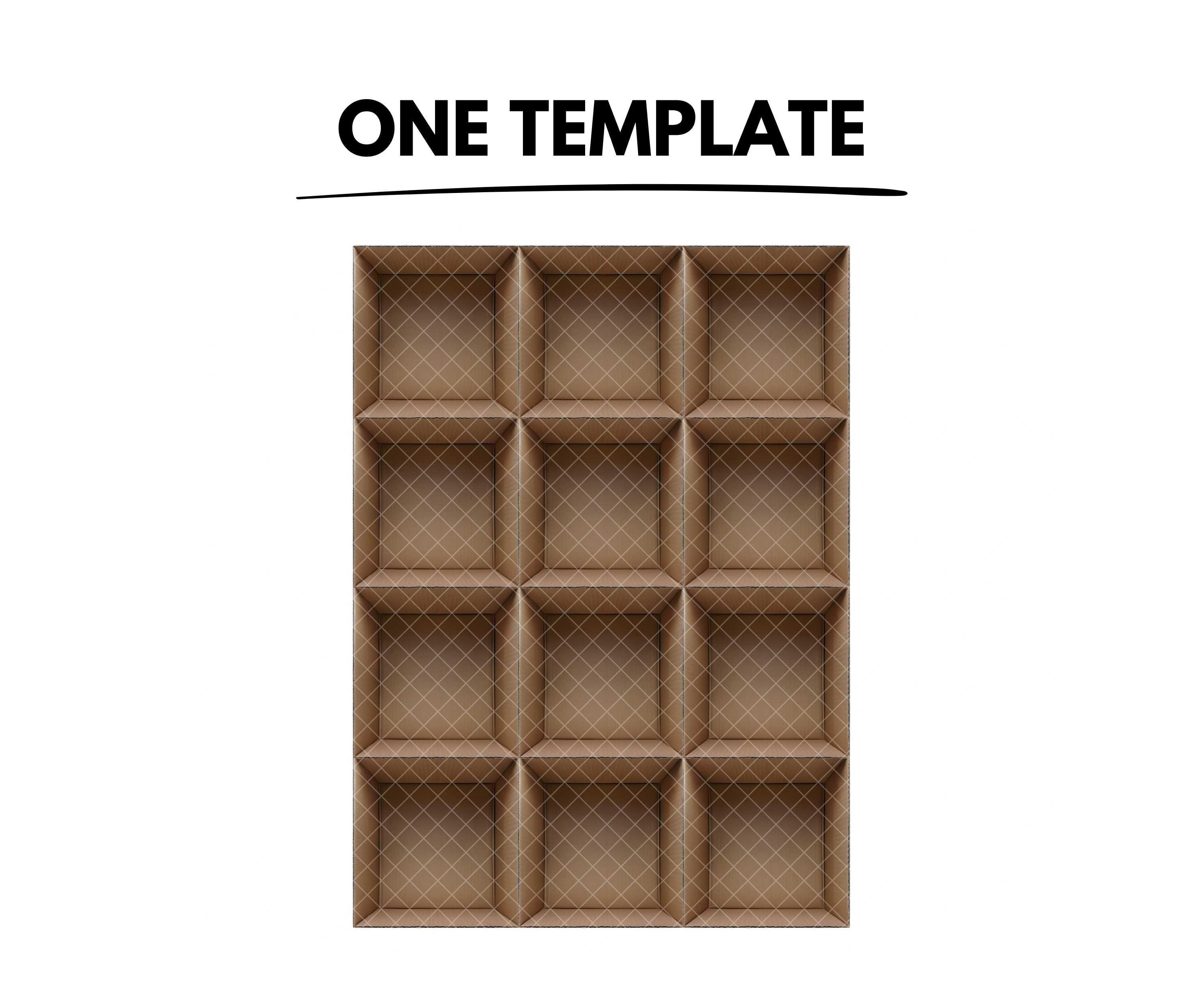12 Empty Cardboard Box Digital Template, PNG, Grid, Transparent ...