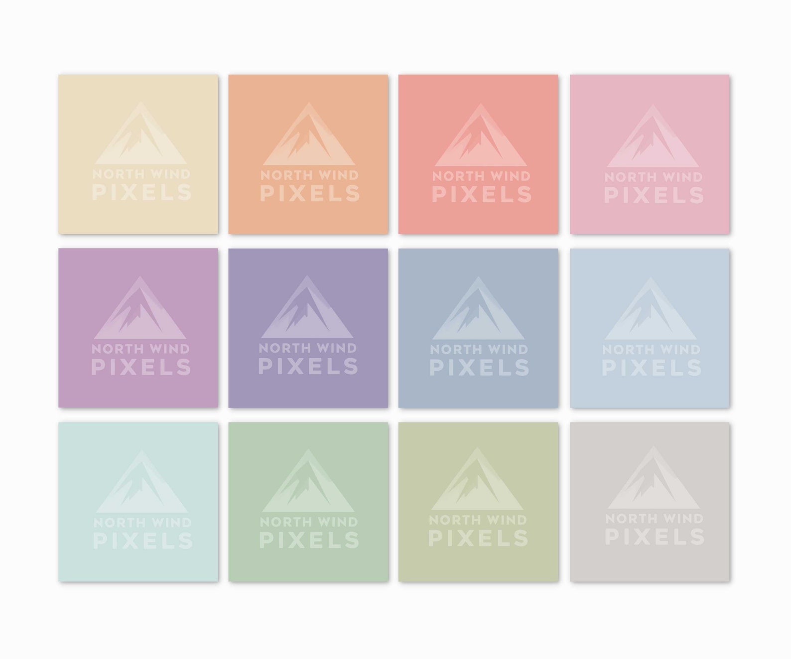 12 Dusty Rainbow Digital Papers, 12x12, JPG Download, Muted Solid ...