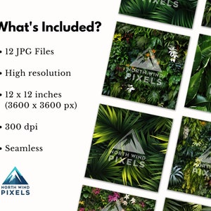 12 Jungle Leaf Digital Papers, Seamless Patterns, 12x12, JPG Download ...