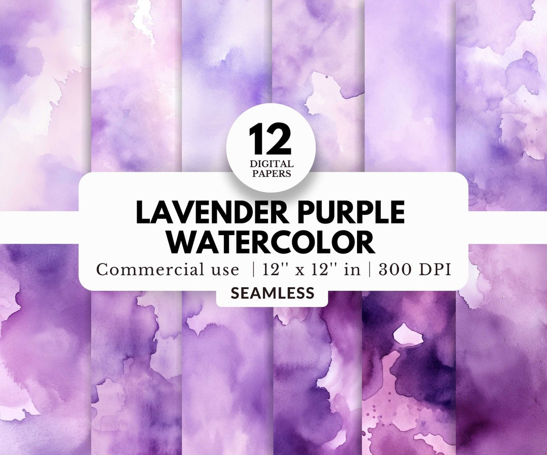 12 Lavender Purple Watercolor Digital Paper Bundle, Seamless Patterns ...