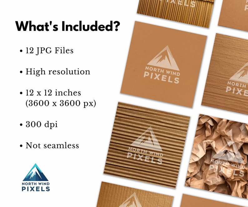 12 Cardboard Texture Digital Papers, 12x12, JPG Download, Realistic ...