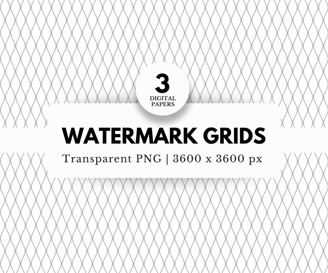3 Wavy Watermark Grids With Transparent Backgrounds, PNG Files, Digital ...