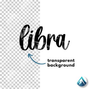 Libra Digital Download, PNG SVG File, Transparent Background, Cursive ...