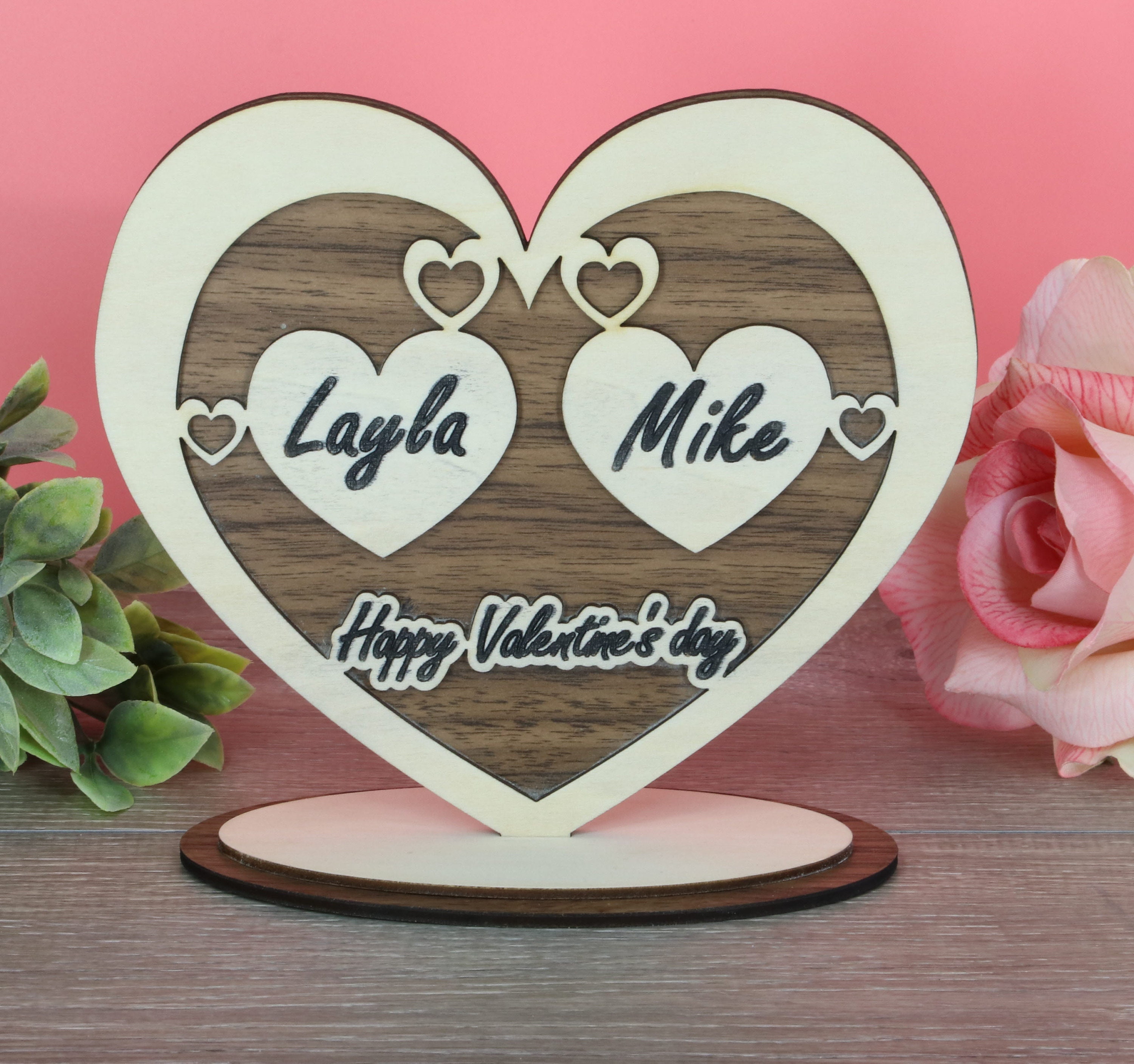 Valentine's Day, Personalized Heart Sign, Hand Made & Lase Engraved and ...
