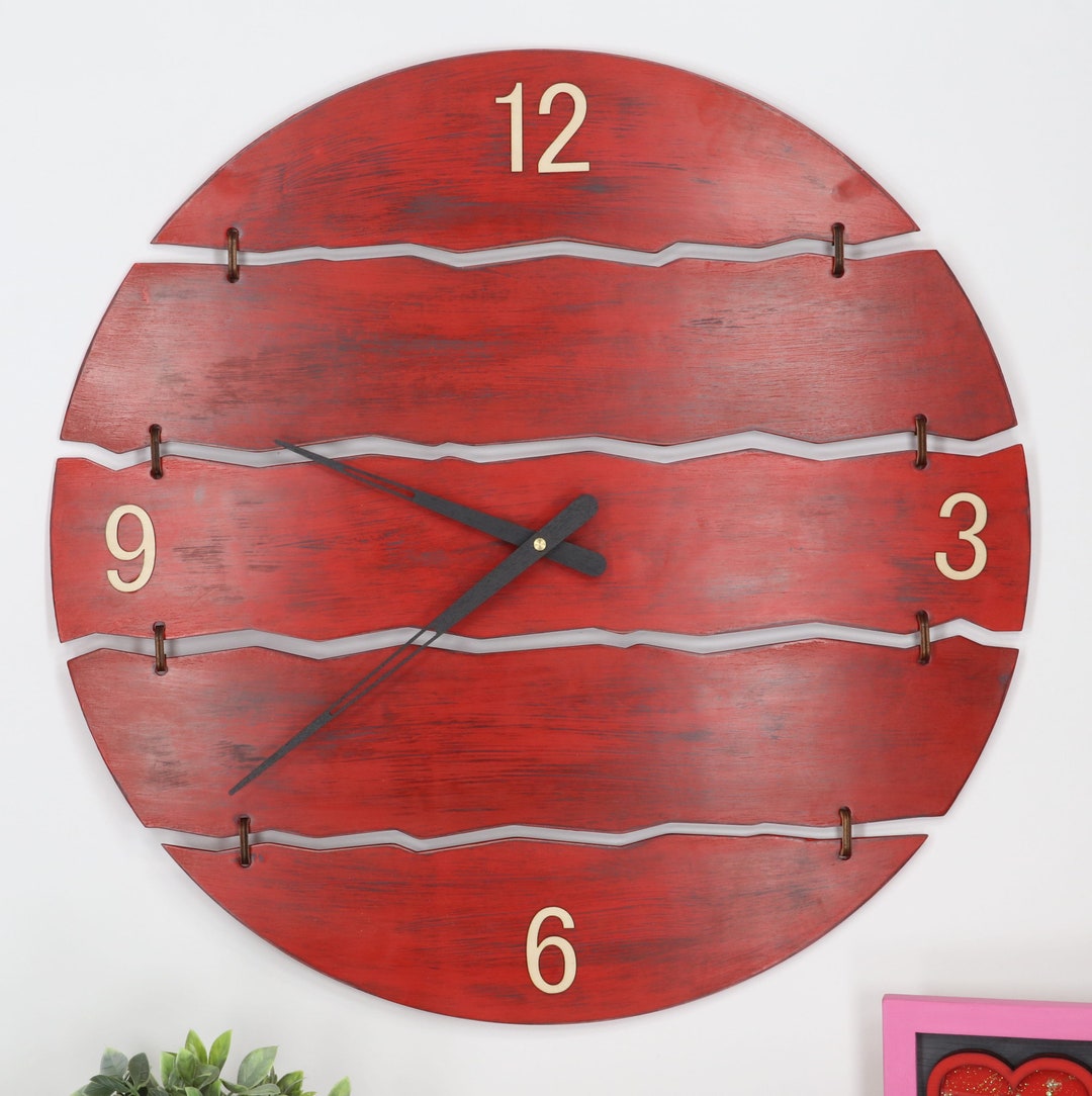 24 Wood Wall Clock, Large Home Office Decor, Clock for Any Room, Big ...