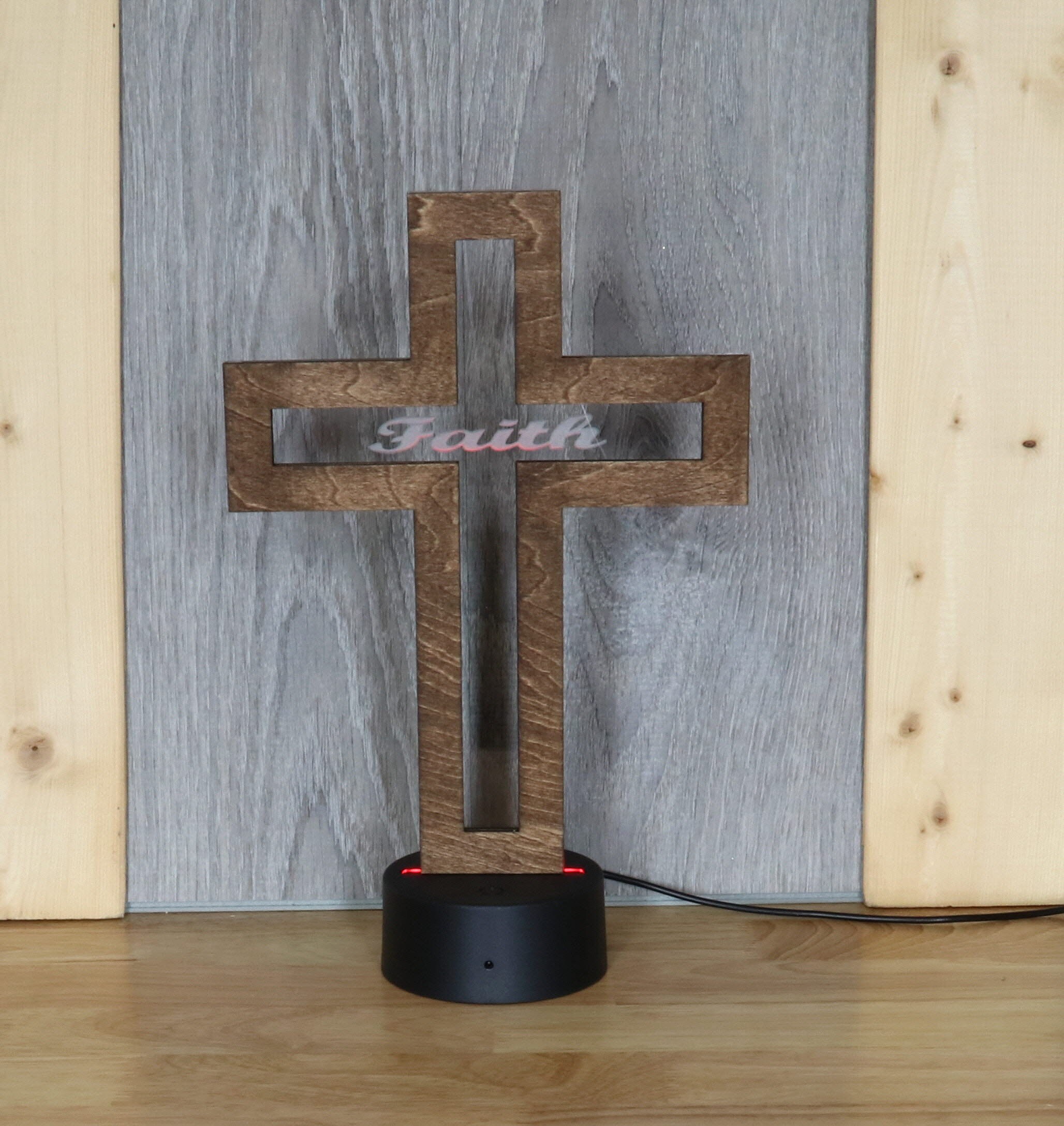 Personalized Wooden LED Cross Holiday Birthday Anniversary Laser ...