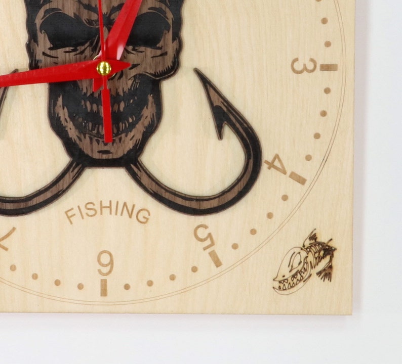 Customizable Fishing Wooden Clock, 3D Wooden Clock , Fishing Wall Clock ...