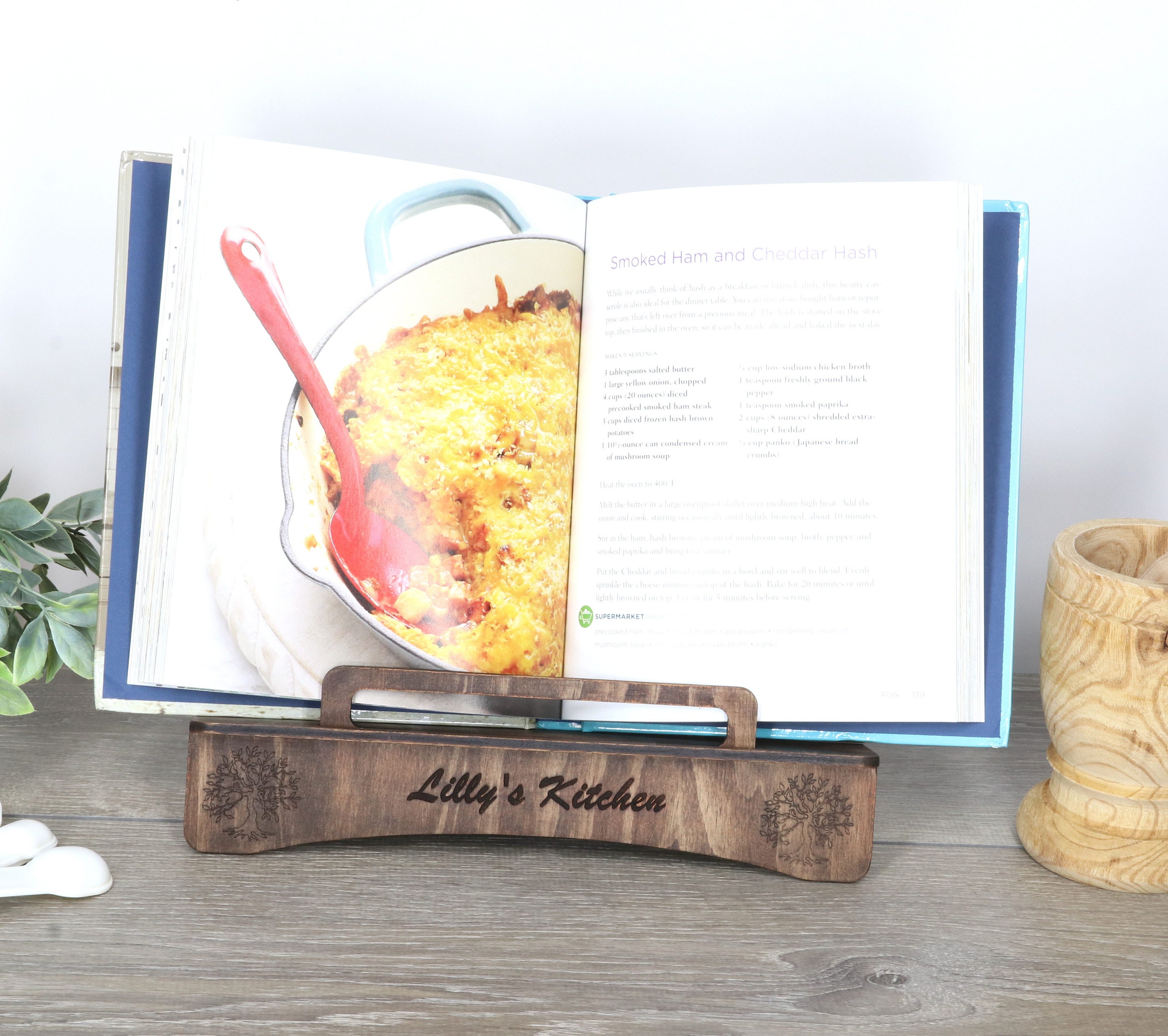 Personalized Cookbook Stand, Tree of Live Wooden Cookbook Stand, Recipe ...
