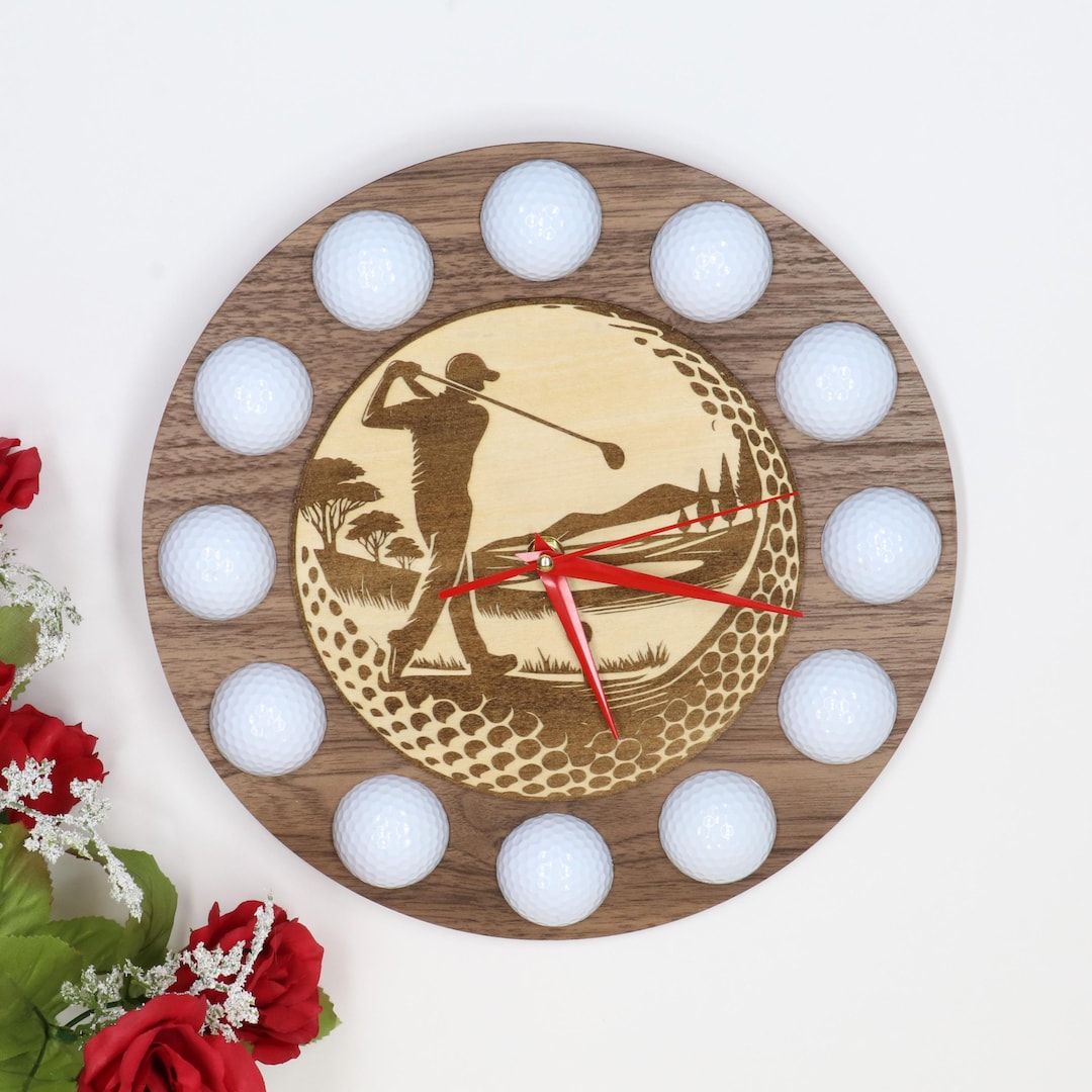 11.5" Golf Wall Clock, Real Golf Ball Clock, 3D Clock, Unique Golf ...