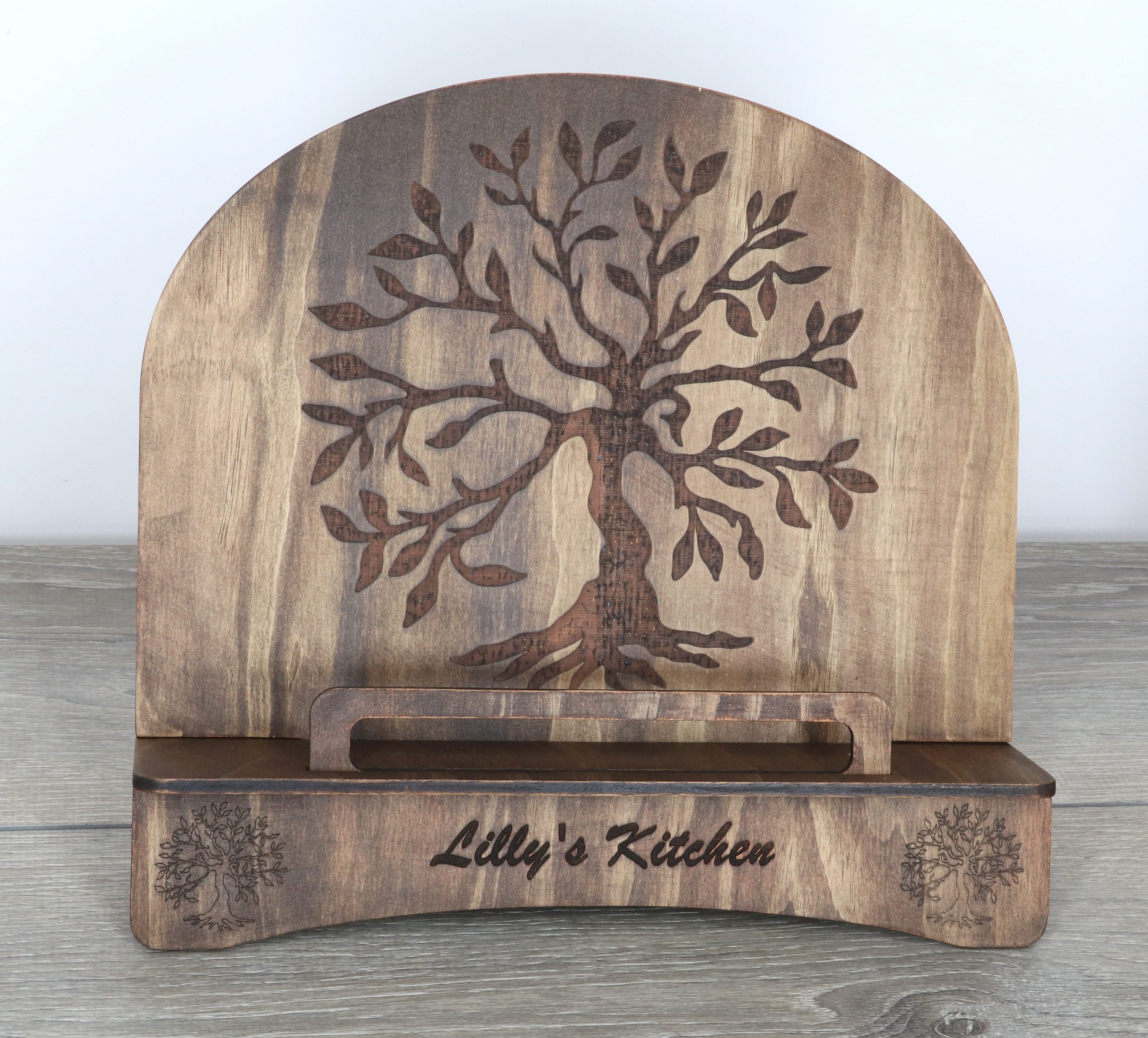 Personalized Cookbook Stand, Tree of Live Wooden Cookbook Stand, Recipe ...
