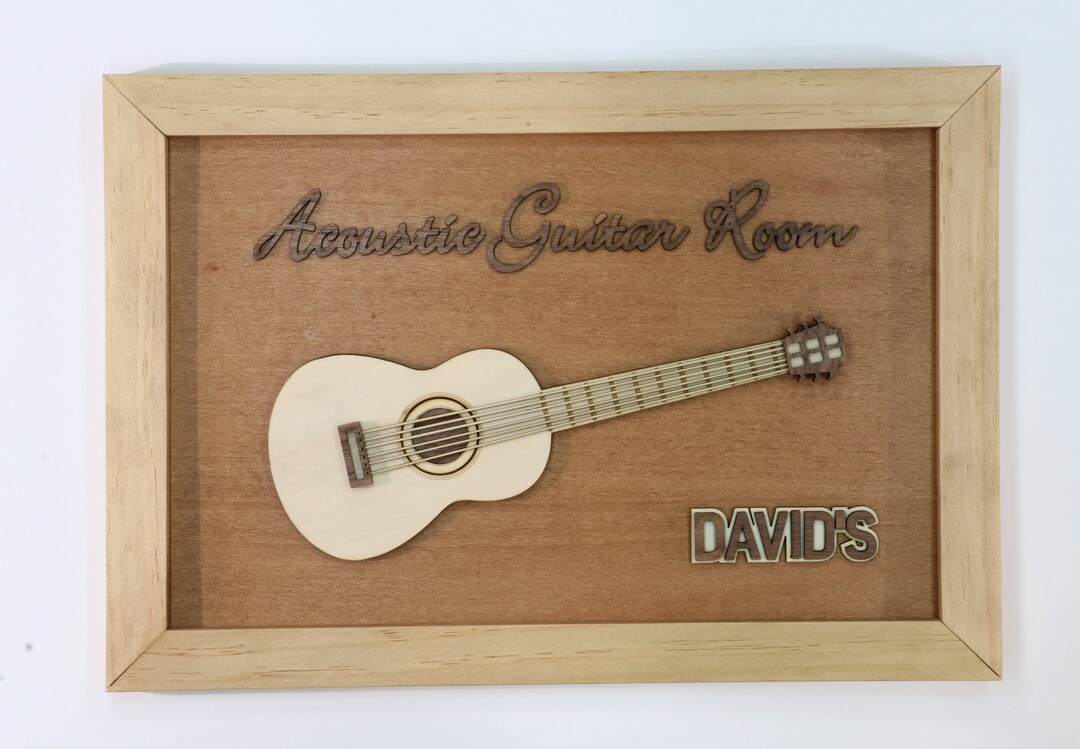 Wooden Guitar Sign, Acoustic Guitar, Multilayer 3D Guitar Sign, Wall ...