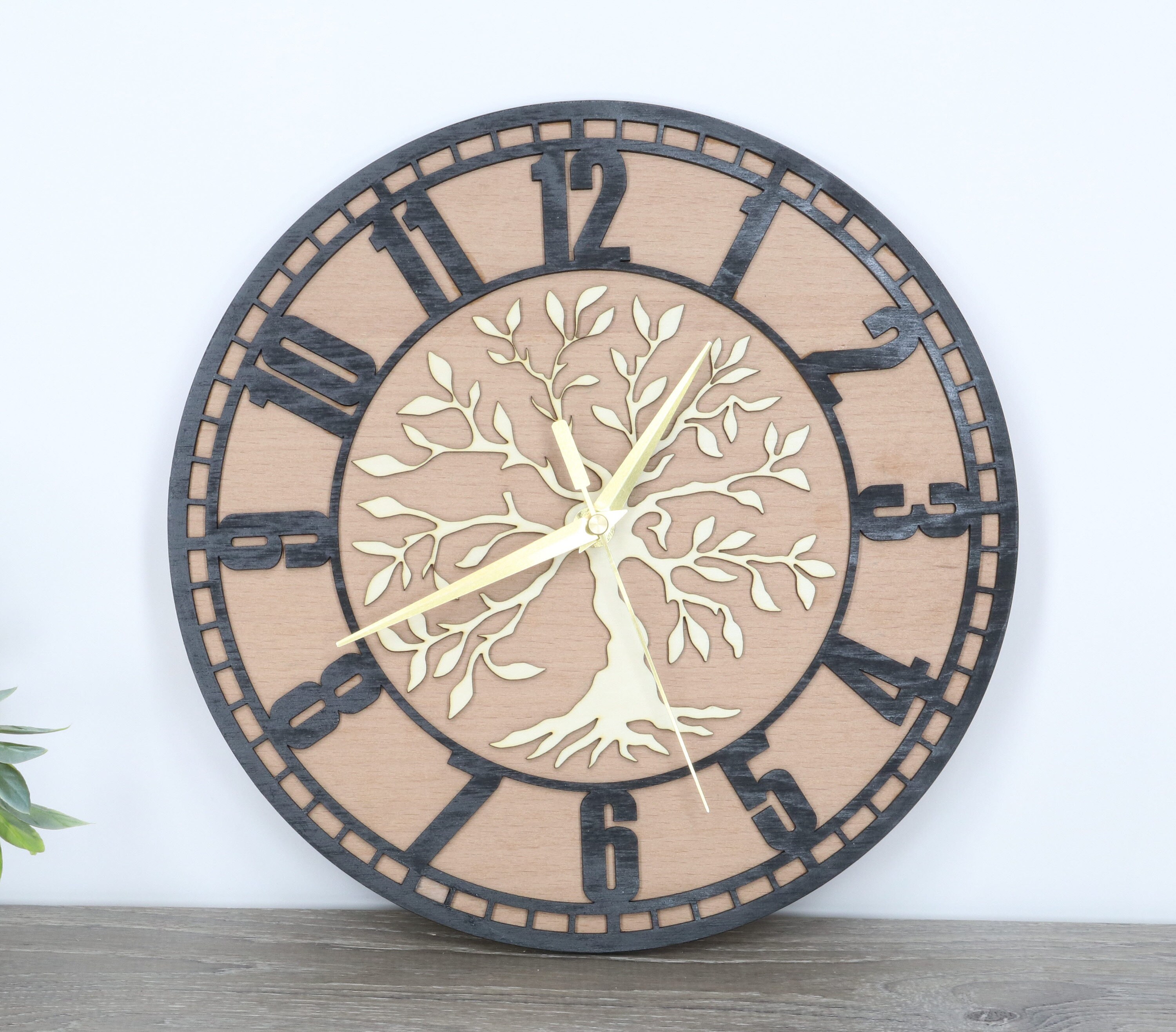 Wooden Wall Clock, Tree of Life Clock, Laser Cut Wall Clock, Wall Clock ...