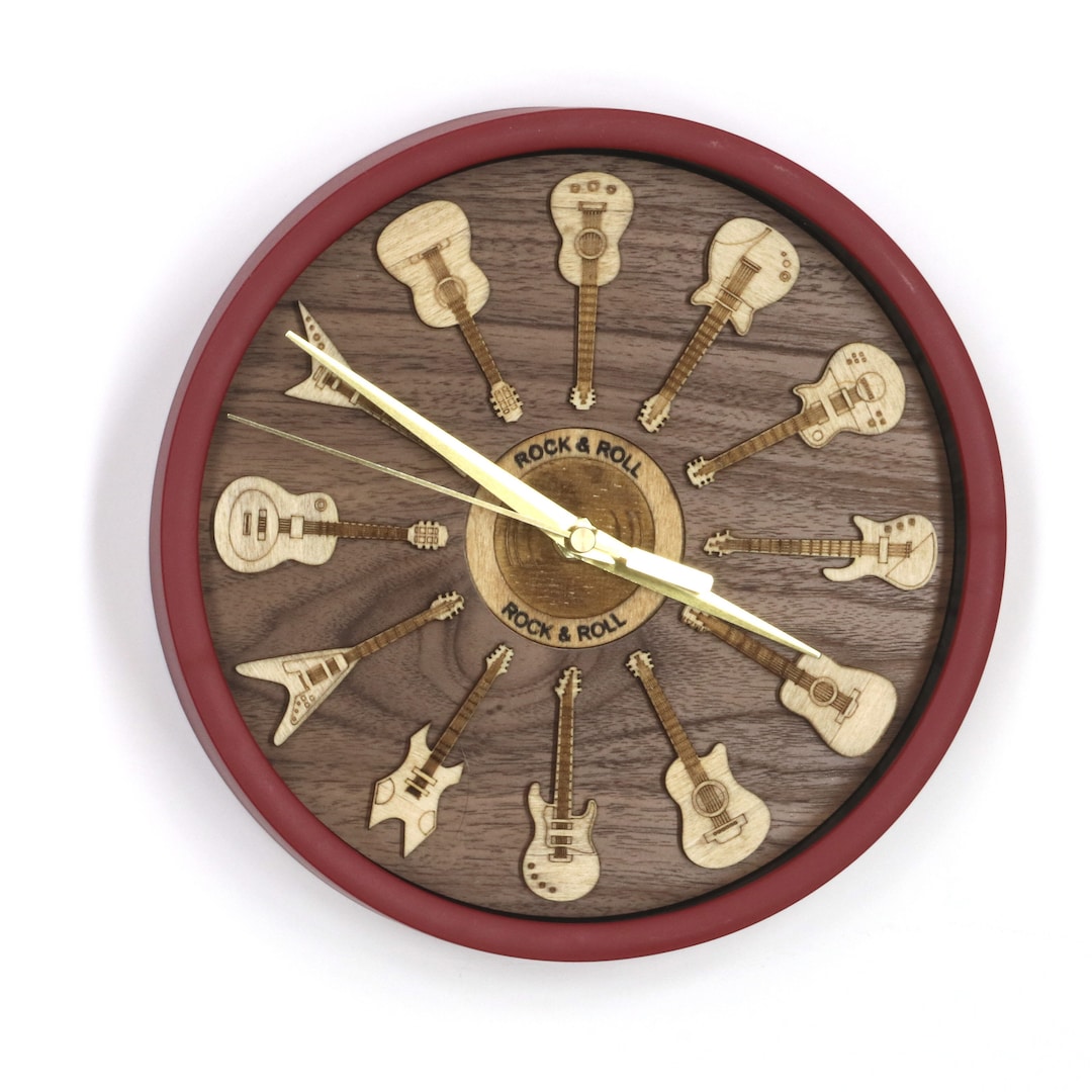 Guitar Wall Clock, Guitar Clock, 3D Guitar, Music Room Decor, Musical ...