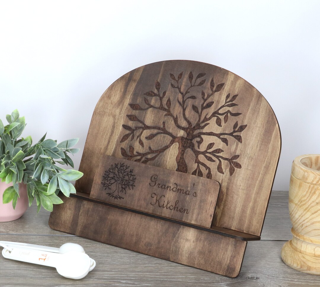 Personalized Cookbook Stand, Cook Book Stand, Wooden Cookbook Stand ...