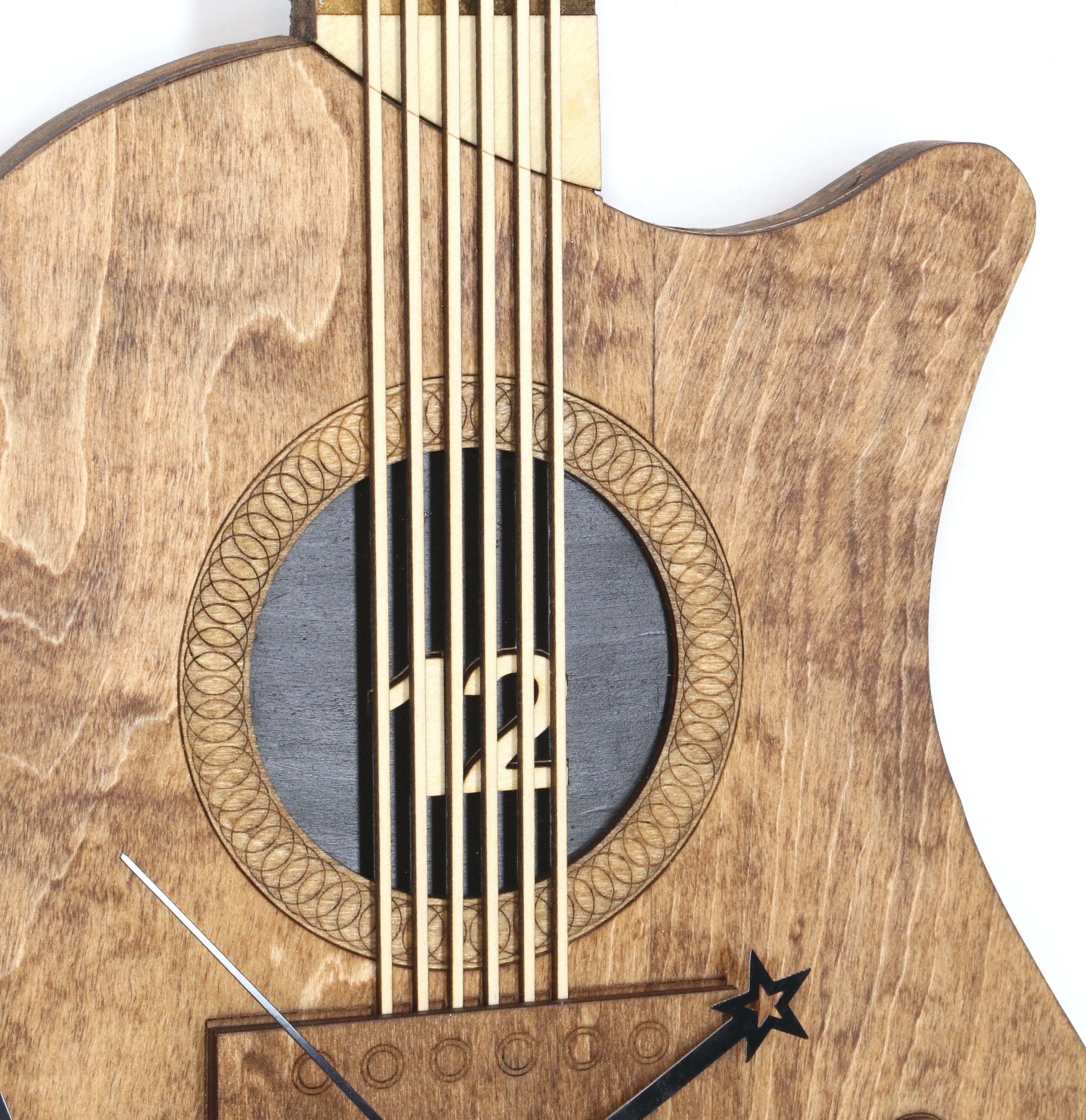 Personalized Handcrafted Wooden Guitar Wall Clock, Guitar Clock, 3D ...