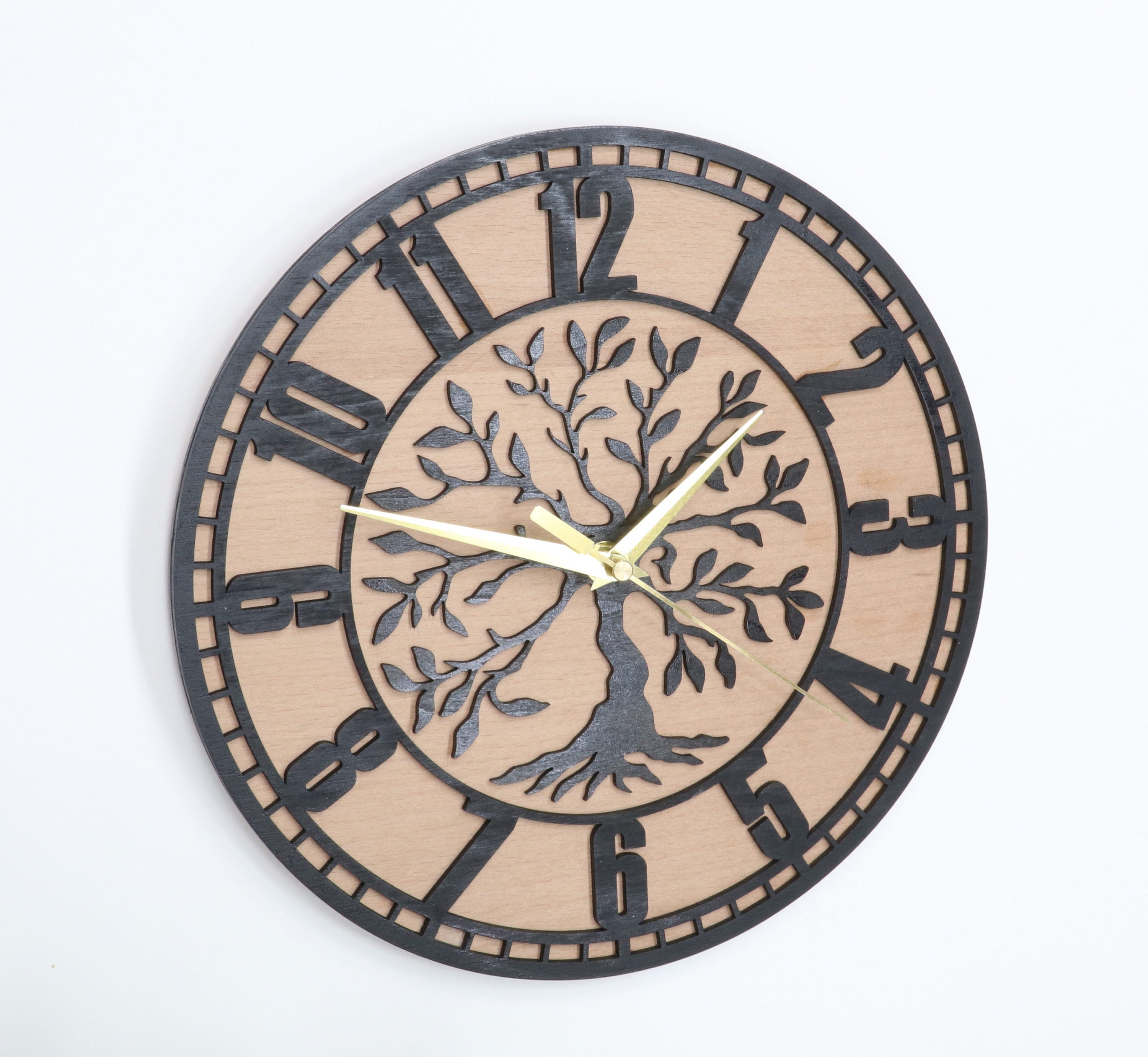 Large Wooden Wall Clock, Oversized Tree of Life Clock, Laser Cut Wall ...