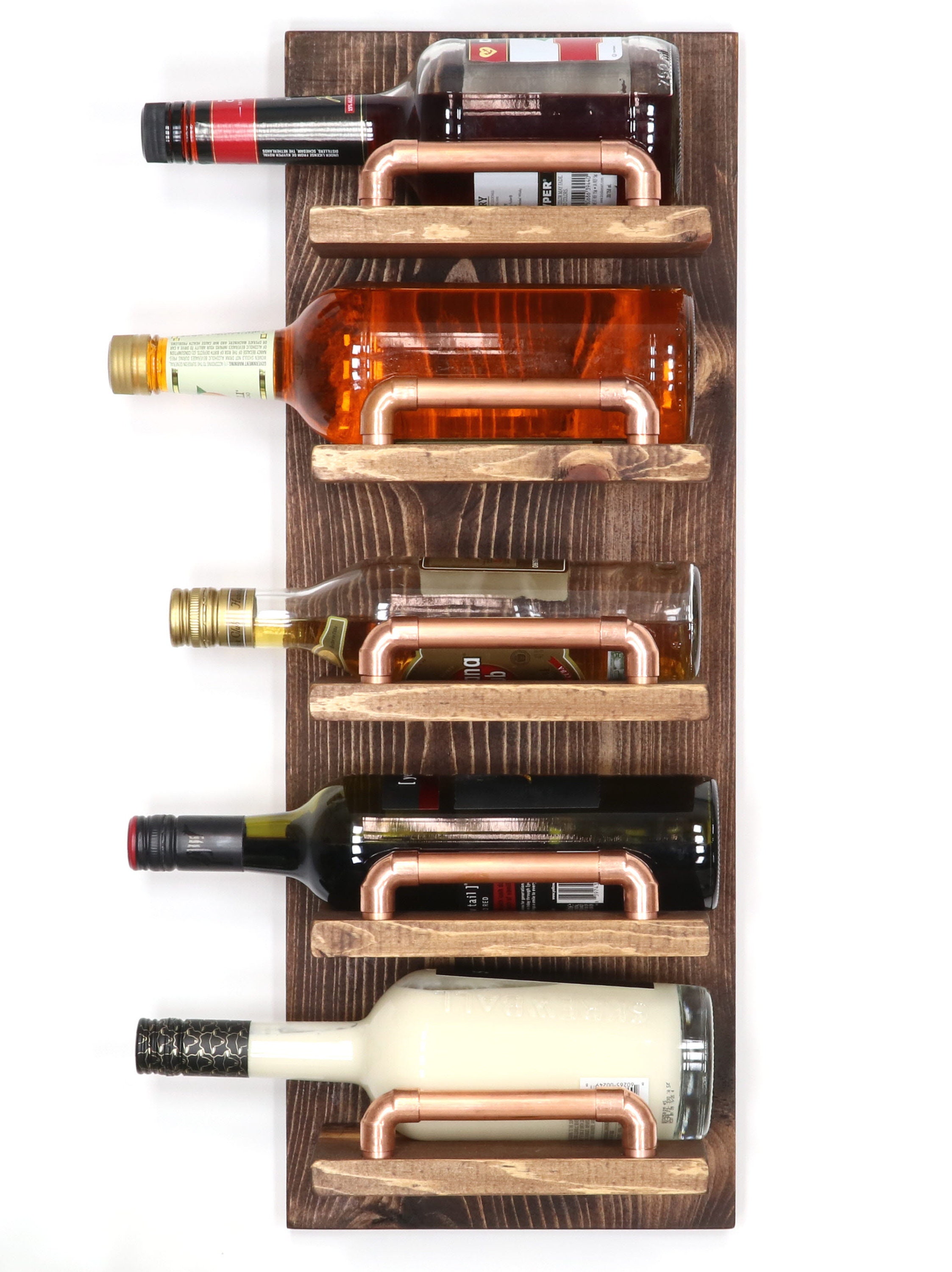 Vertical Tiered Rustic Wine Rack, Wall Mounted Wood Wine Bottle Holder ...