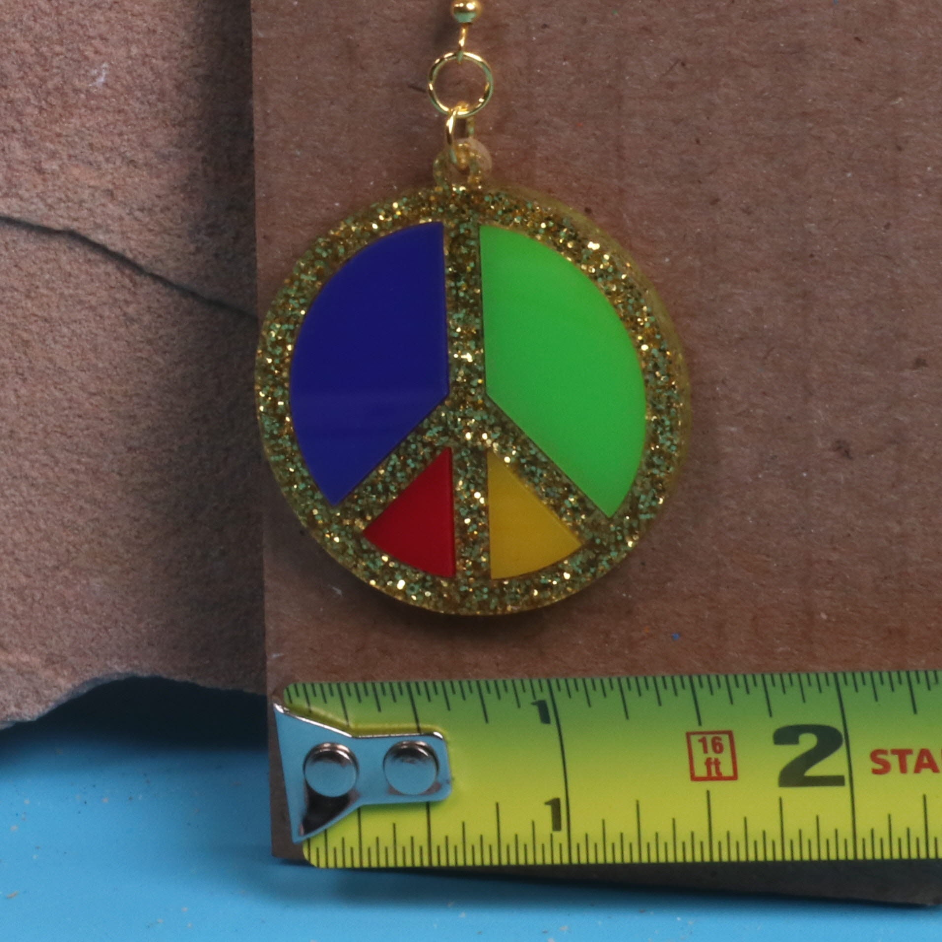 Large Glitter Acrylic Peace Sign Earrings, Statement, Hippe Jewelry in ...