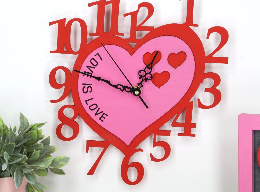 Personalized Wooden Wall Clock, LOVE IS LOVE, Valentine's Day Clock ...