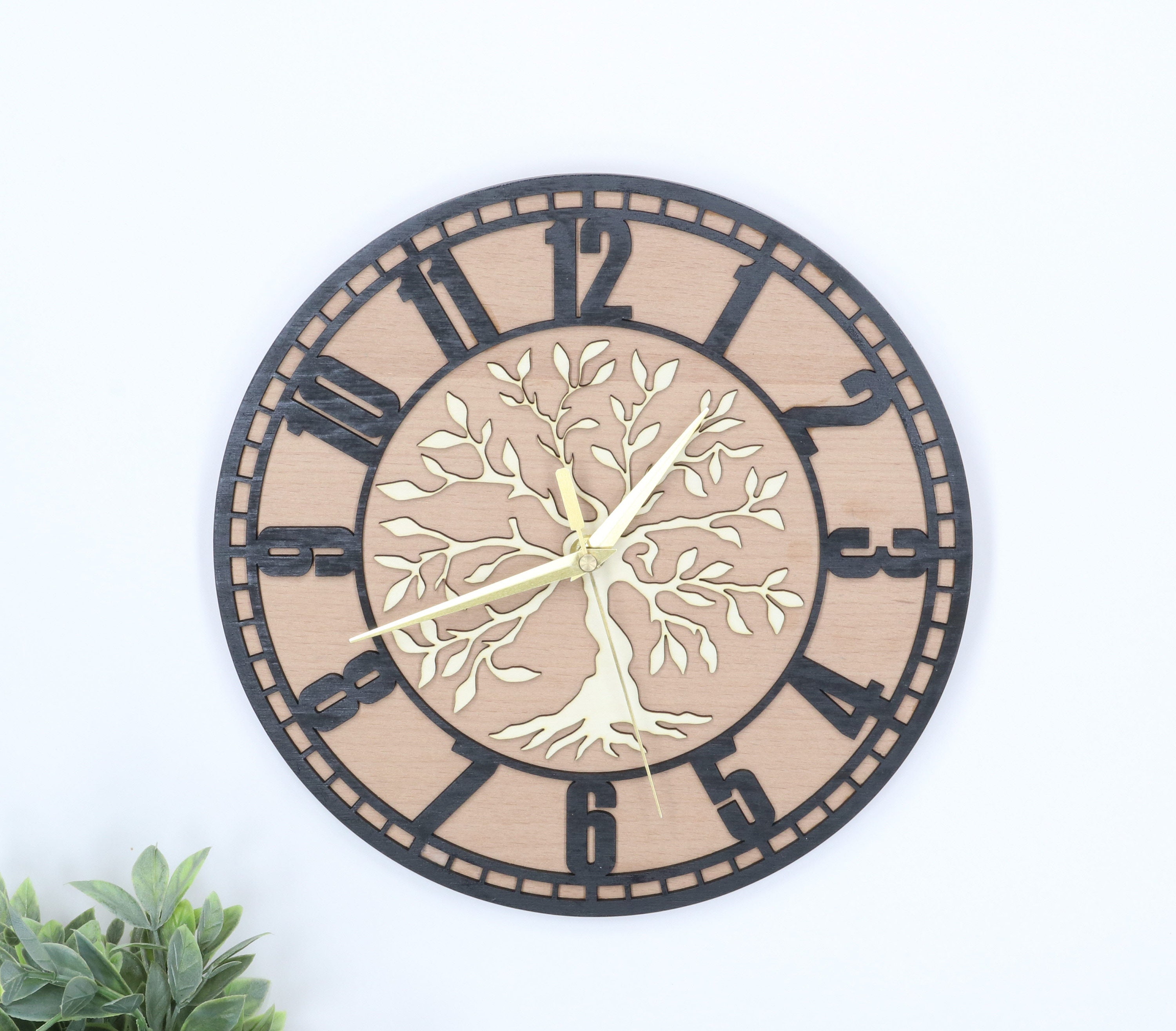 Wooden Wall Clock, Tree of Life Clock, Laser Cut Wall Clock, Wall Clock ...