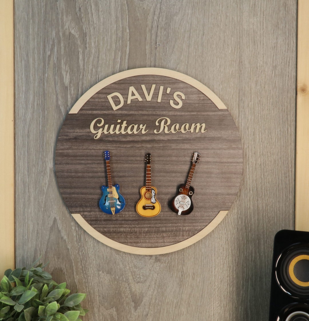11.5" Personalized 3D Guitar Sign, Music Sign, Multilayer Guitar Sign ...