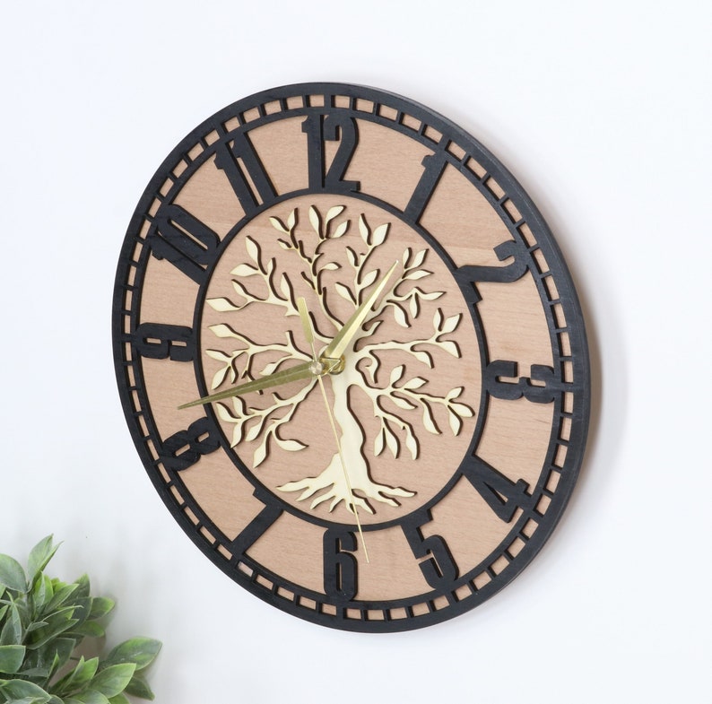 Wooden Wall Clock, Tree of Life Clock, Laser Cut Wall Clock, Wall Clock ...