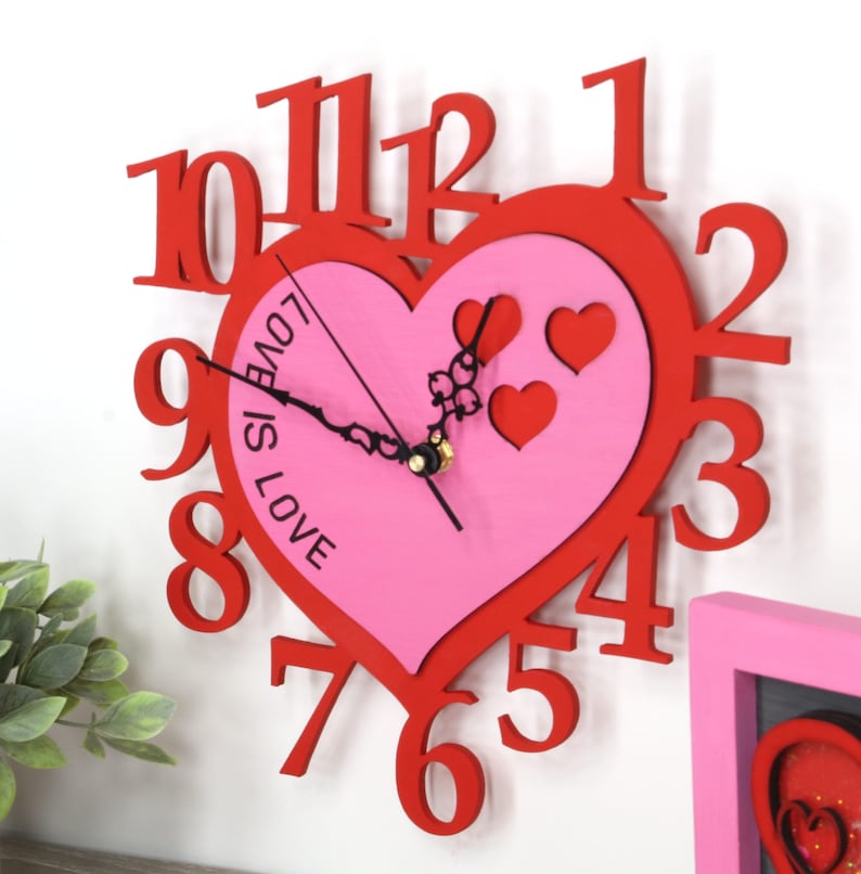 Personalized Wooden Wall Clock, LOVE IS LOVE, Valentine's Day Clock ...