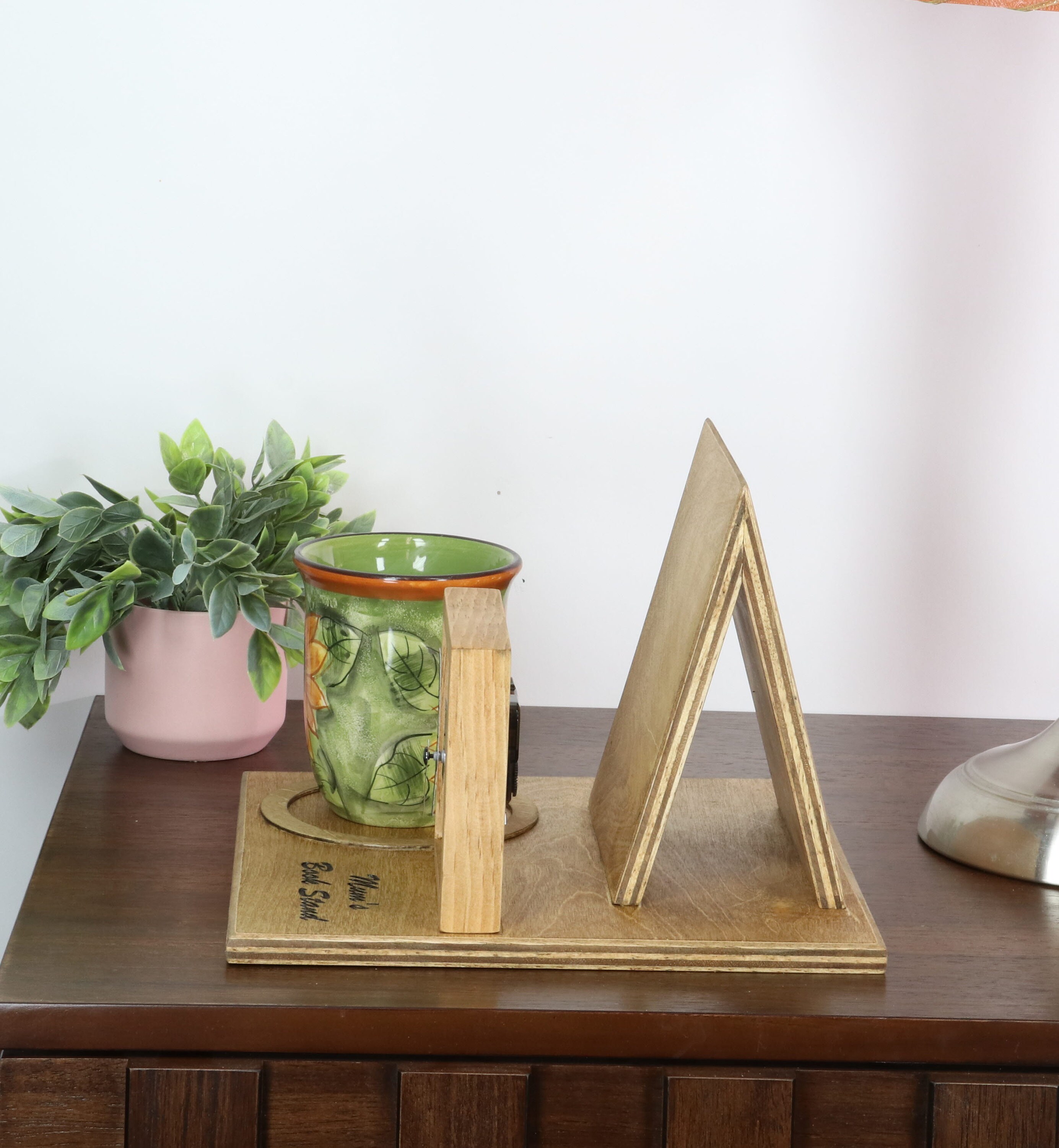 Personalized Wooden Book Rest, Page Marker, Book Holder With Clock ...
