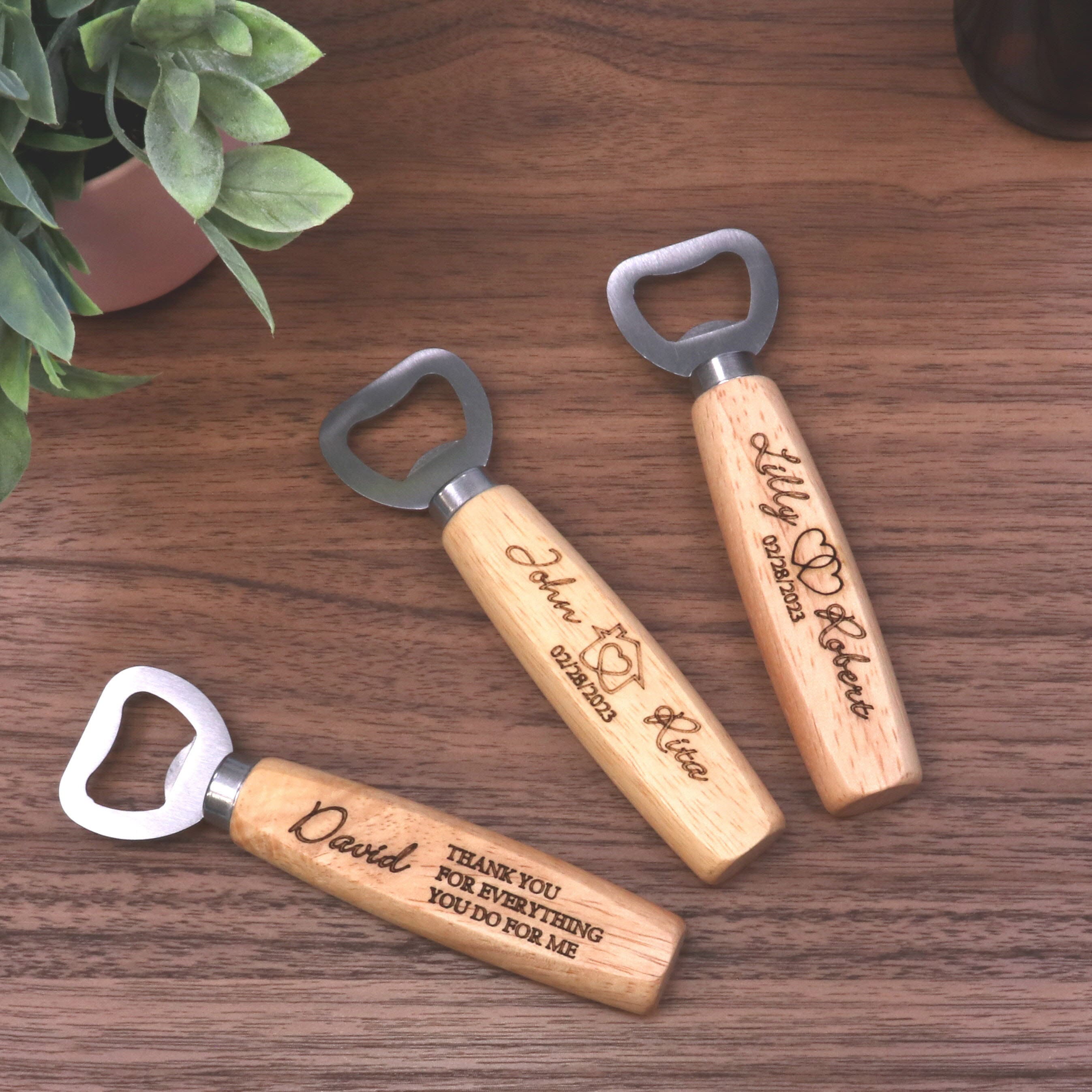 Personalized Bottle Opener Your Text Name & Style Here Custom Wooden ...