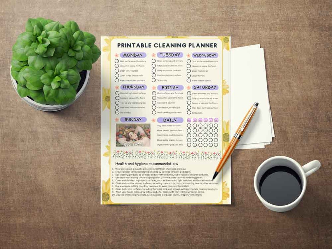 Printable Cleaning Planner, Printable Cleaning Schedule , Printable ...