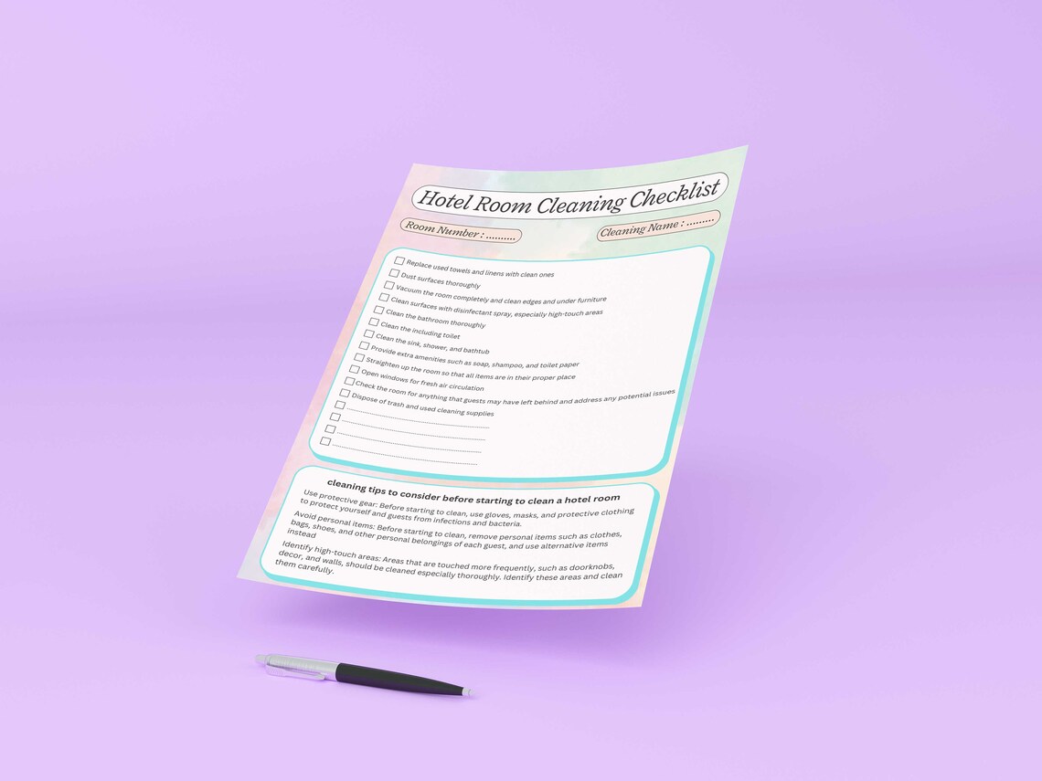 Hotel Cleaning Checklist,hotel Room Cleaning Schedule,hotel Room ...