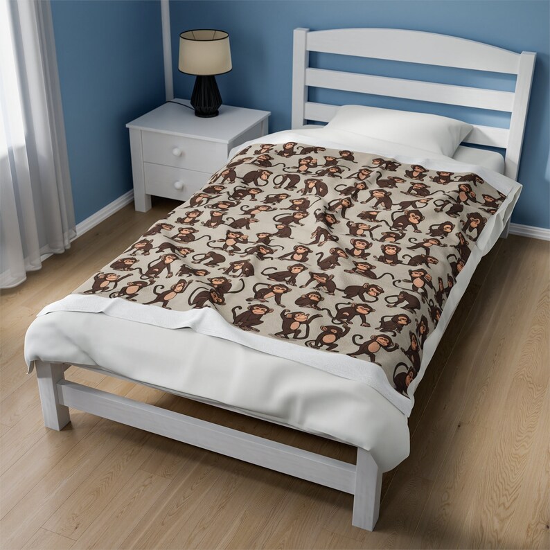 Kids Blanket, Monkey Theme, Jungle Bedding, Playful Throws, Soft Fleece ...